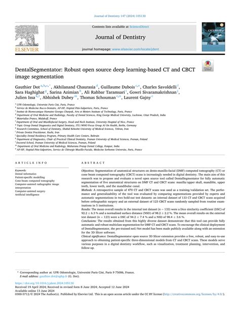 Pdf Dentalsegmentator Robust Open Source Deep Learning Based Ct And