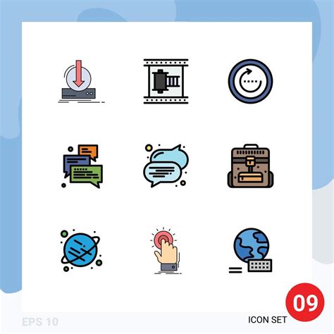 Group Of 9 Filledline Flat Colors Signs And Symbols For Messages Group
