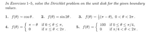 In Exercises 1 5 Solve The Dirichlet Problem On The Chegg Com