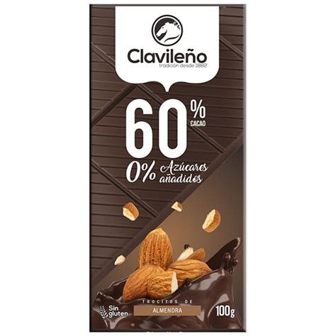Chocolate Negro 60 Cacao con Almendras sin Azúcares Añadidos El Clavileño