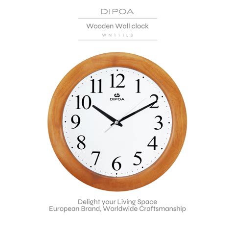 Dipoa Wooden Wall Clock Wn111lb นาฬิกาแขวน จากไม้เนื้อแข็ง ดีไซน์