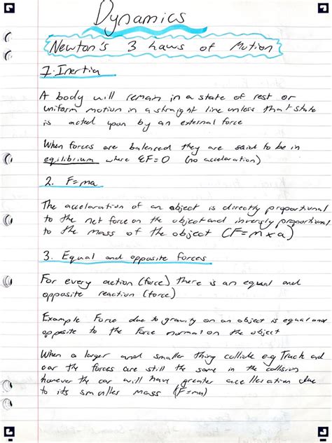 Yr 11 Physics Nsw Module 2 Dynamics Notes Pdf