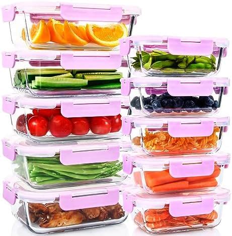 Amazon UMEIED 10 PACK Glass Food Storage Containers With Leak Proof Lids Glass Airtight