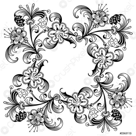 Floral Vector Vintage Border Frame Design Stock Vector 2363113