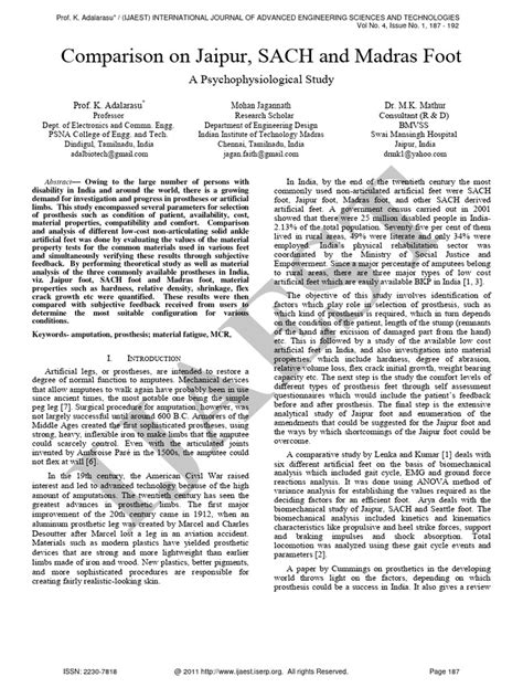 5ijaest Vol No 6 Issue No 2 Comparison On Jaipur Sach And Madras Foot 187 192 Pdf