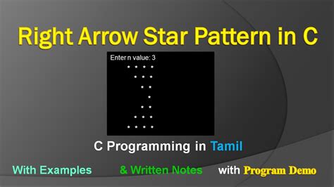 Right Arrow Star Pattern Using In C Program C Programming In Tamil
