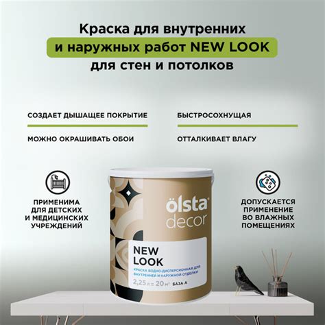 Краска для стен, обоев и потолков акриловая моющаяся цветная OLSTA ...