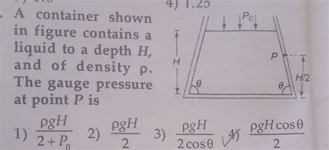 A Container Shown In Figure Contains A Liquid To A Depth H And Of Densit