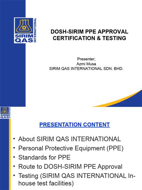 Presentation Approval Dosh Sirim Ppe App Pdf Personal Protective
