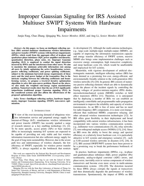 Pdf Improper Gaussian Signaling For Irs Assisted Multiuser Swipt