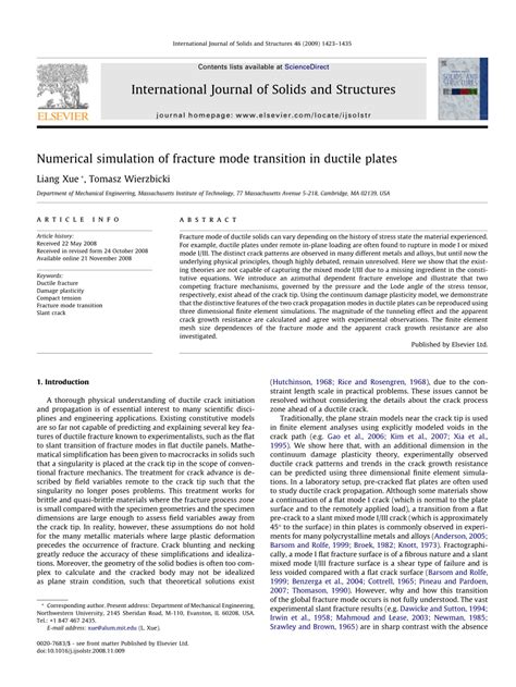 Pdf Numerical Simulation Of Fracture Mode Transition In Ductile Plates