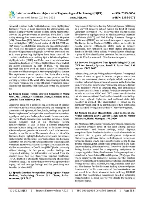 A Review Paper On Speech Based Emotion Detection Using Deep Learning Pdf