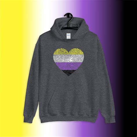 Non Binary Hoodie Nonbinary Flag Sweatshirt Nonbinary Etsy Uk