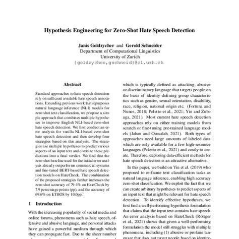Hypothesis Engineering For Zero Shot Hate Speech Detection Acl Anthology