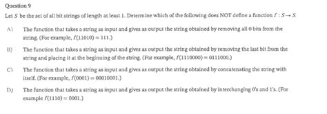 solved question 9 let s be the set of all bit strings of