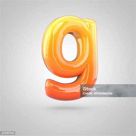 有光澤的橙色和黃色漸變畫在白色背景上孤立的字母表字母 G 小寫 照片檔及更多 打字體 照片 打字體 立體 充氣品 Istock