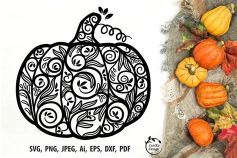 Decorative Fall Pumpkin Swirl Mandala Svg Cut File