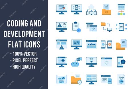 Premium Vector Coding And Development Flat Multicolor Icons
