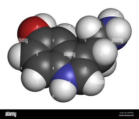 Serotonin Neurotransmitter Molecule 3D Rendering Atoms Are
