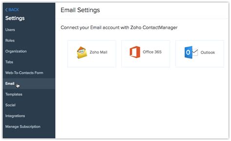 Set Up Emails Online Help Zoho ContactManager