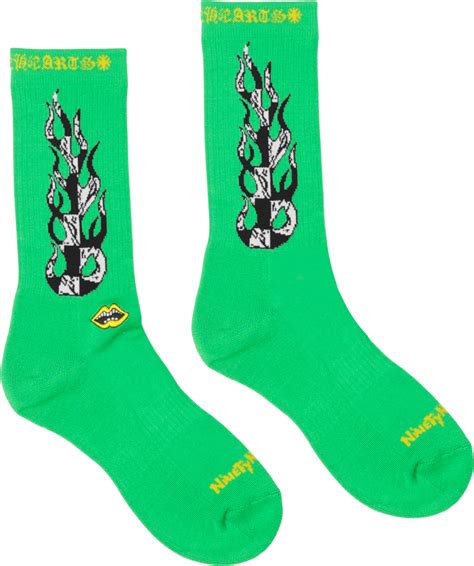 Chrome Hearts X Matty Boy Lime Green Flame Socks INC STYLE