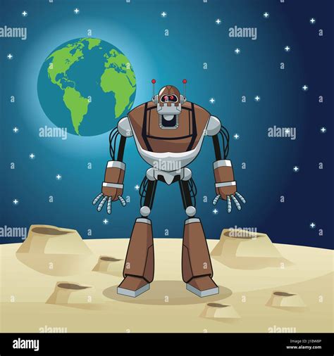 Robot Automation Space Earth Stock Vector Image And Art Alamy