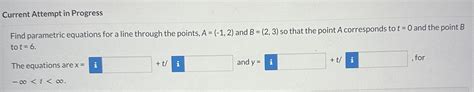 solved current attempt in progressfind parametric equations