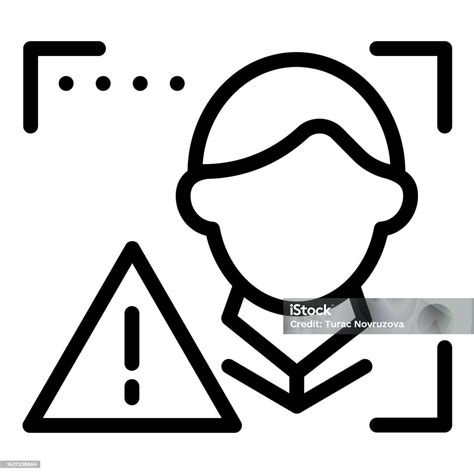 Facial Recognition Alert Line Icon Face Scan Attention Vector Illustration Isolated On White