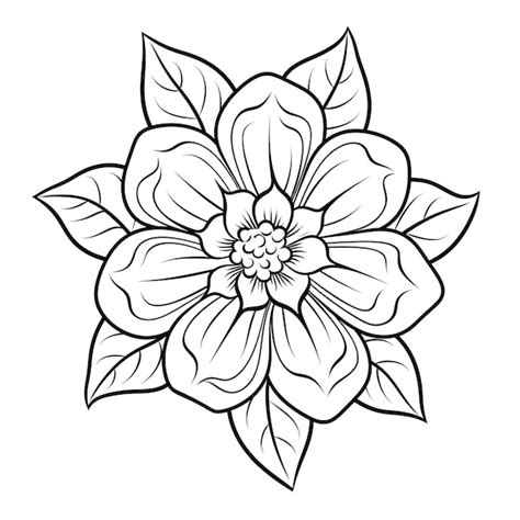 큰 꽃이 있는 꽃의 흑백 그림 프리미엄 사진