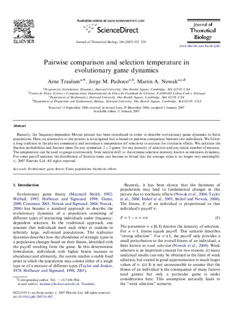Pdf Pairwise Comparison And Selection Temperature In Evolutionary Game Dynamics