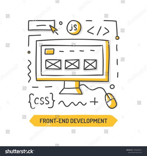 Frontend Development Doodle Icon Website Cteation Stock Vector Royalty Free 1305828331
