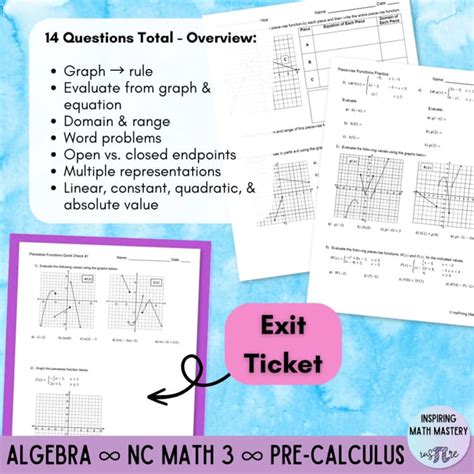 Graphing Writing And Evaluating Piecewise Functions Practice Worksheet