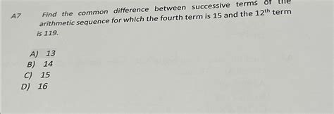 solved find the common difference between successive terms