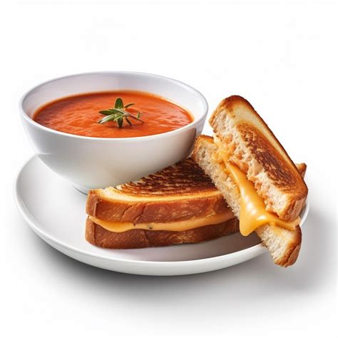 Premium Ai Image A Grilled Cheese Sandwich And A Bowl Of Tomato Soup