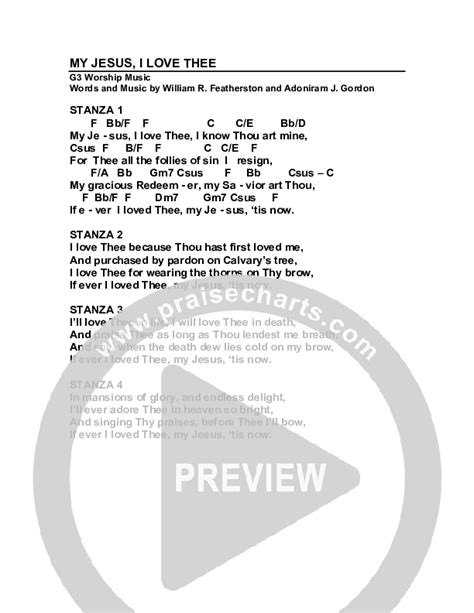My Jesus I Love Thee Chords Pdf G3 Worship Praisecharts