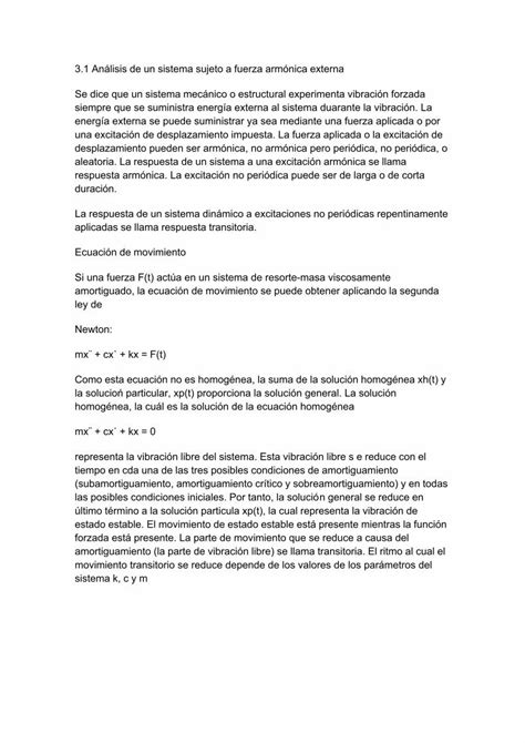 Pdf 3 1 Análisis De Un Sistema Sujeto A Fuerza Armónica Externa