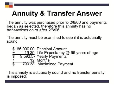 ANNUITY EXAMPLE ANSWERS Example One Maximizing Annuity