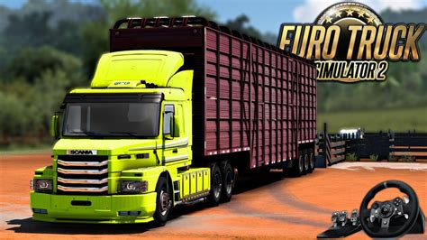 Comboio De Boiadeiro Na Estrada De Terra Com A Scania 113h Euro Truck