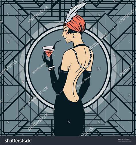 Flapper Girl Retro Party Invitation Design Stock Vector Royalty Free