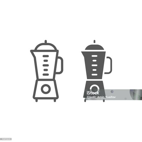 ミキサー ラインとグリフのアイコンキッチン調理ミキサー記号ベクター グラフィックスで白い背景eps 10 の線形パターンです アイコンの