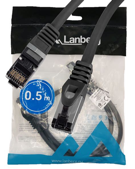 Przewód kabel internetowy LAN RJ45 patchcord Kat 8 1 SFTP czarny 0 5m