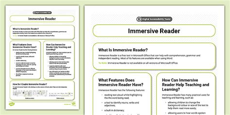 immersive reader digital accessibility tool information sheet