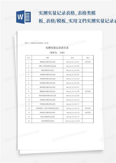 实测实量记录表格 表格类 表格 实用文档 实测实量记录表 Word模板下载 编号lzzzkyob 熊猫办公
