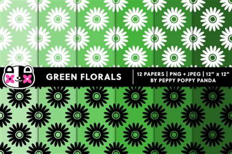 Seamless Green Flower Digital Paper Graphic By Peppy Poppy Panda