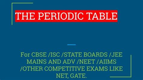 Cbse Class 11 The Periodic Table Class 11 By Unacademy