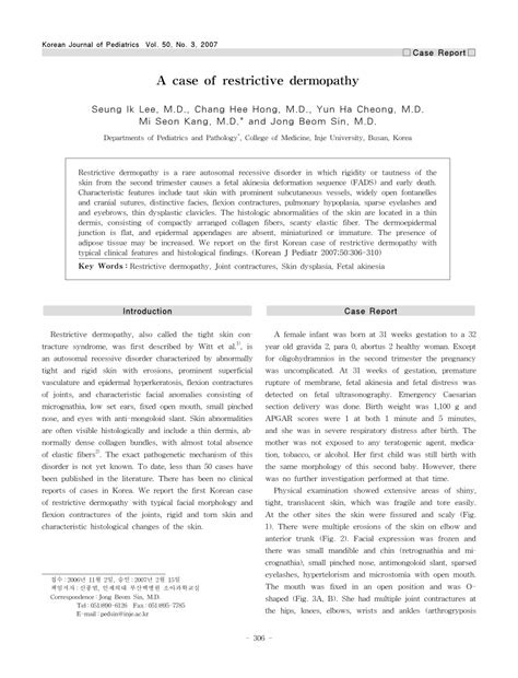Pdf A Case Of Restrictive Dermopathy