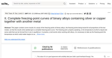 [citation Report] Ii Complete Freezing Point Curves Of Binary Alloys