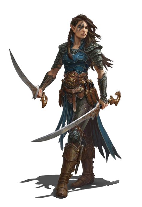 Female Elf Rogue Ranger Dual Wield Pathfinder Pfrpg Dnd Dandd 3 5 5e