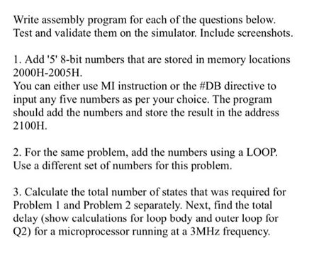 Solved Write Assembly Program For Each Of The Questions Chegg