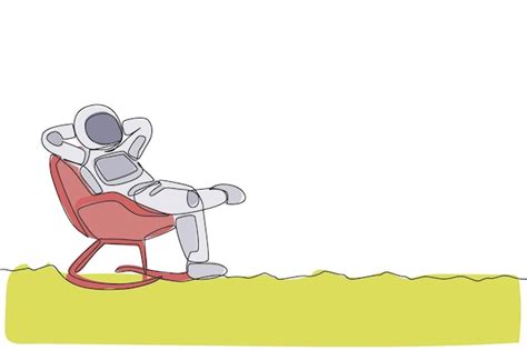 Eine Durchgehende Strichzeichnung Eines Jungen Astronauten Der